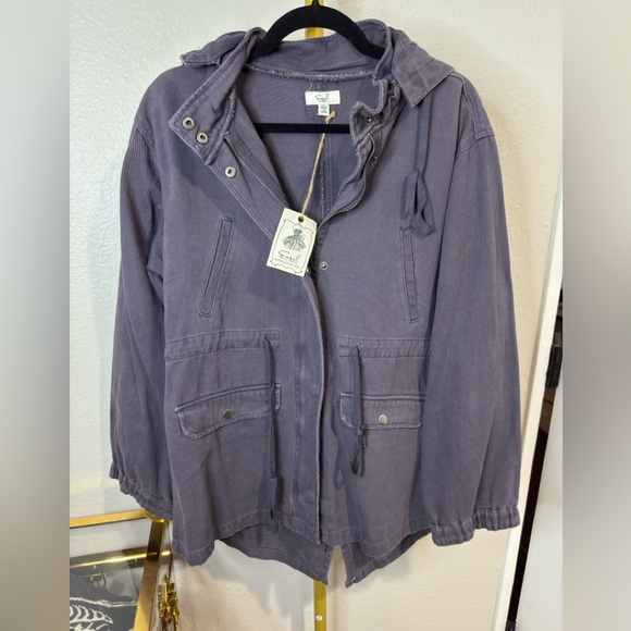 easel | Jackets & Coats | Easel Casual Grayish Purple Hooded Jacket ...